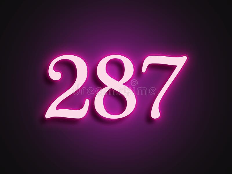 Pink Glowing Neon Light Text Effect of Number 287. Stock Photo - Image ...