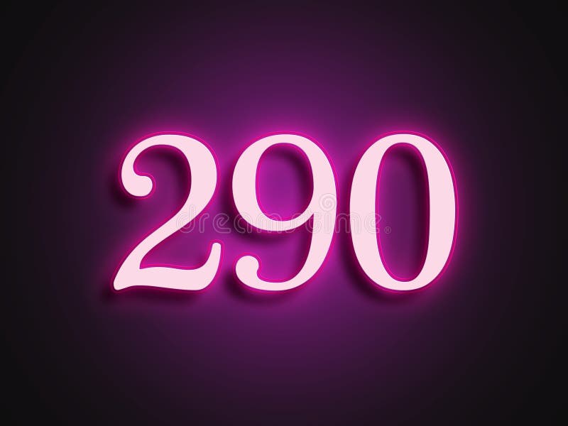 Pink Glowing Neon Light Text Effect of Number 290. Stock Illustration ...