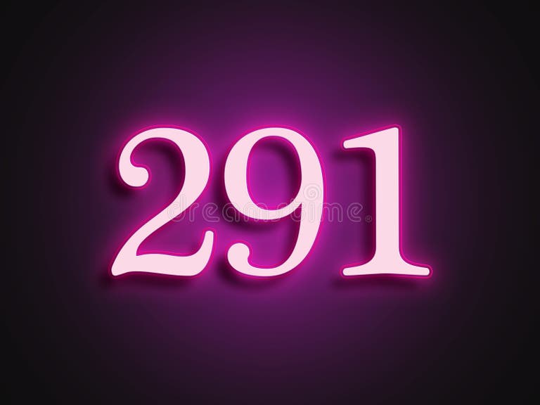 Pink Glowing Neon Light Text Effect of Number 291. Stock Illustration ...