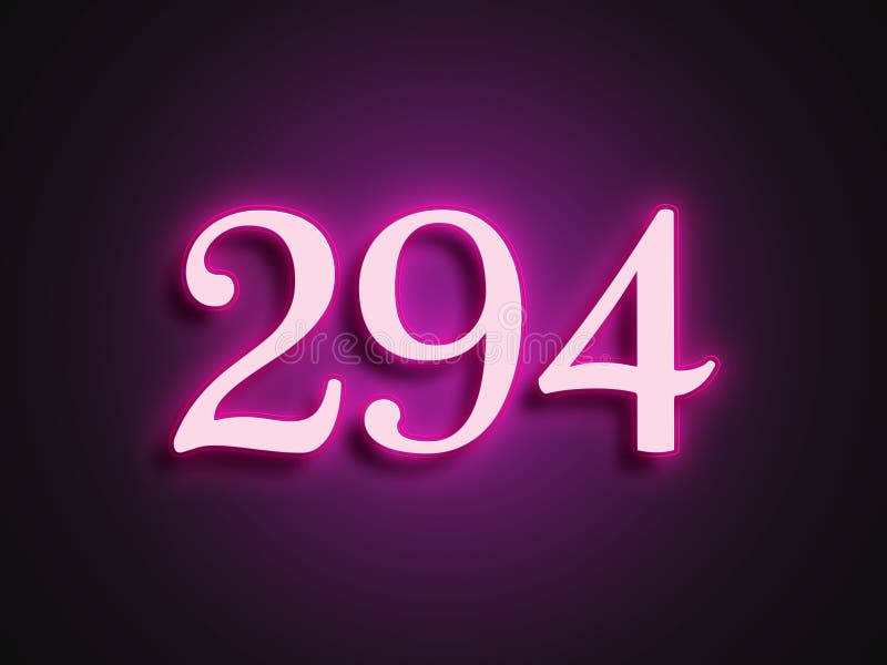 Pink Glowing Neon Light Text Effect of Number 294. Stock Illustration ...