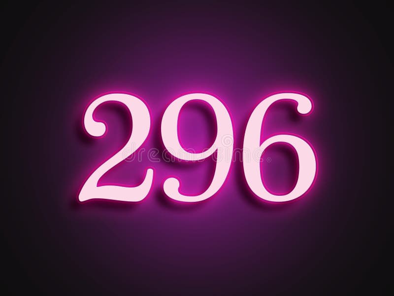 Pink Glowing Neon Light Text Effect of Number 296. Stock Illustration ...