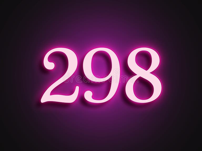 Pink Glowing Neon Light Text Effect of Number 298. Stock Illustration ...