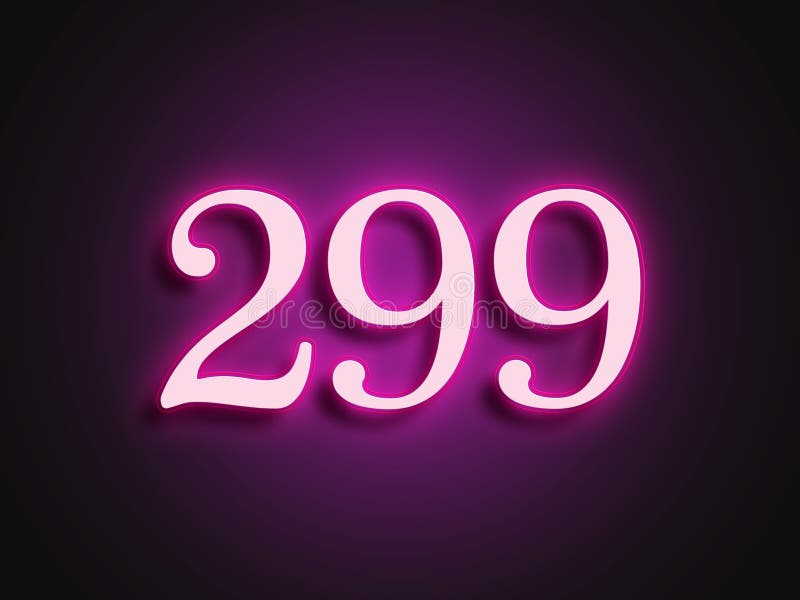 Pink Glowing Neon Light Text Effect of Number 299. Stock Illustration ...