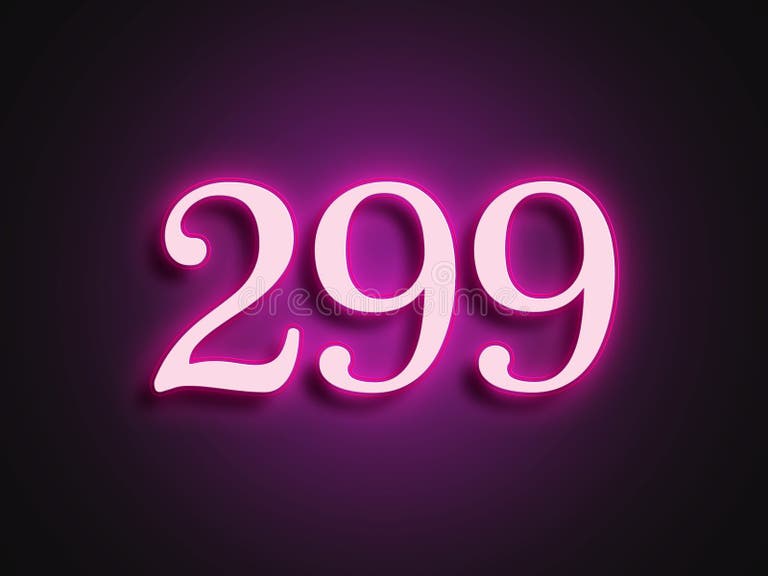 Pink Glowing Neon Light Text Effect of Number 299. Stock Illustration ...