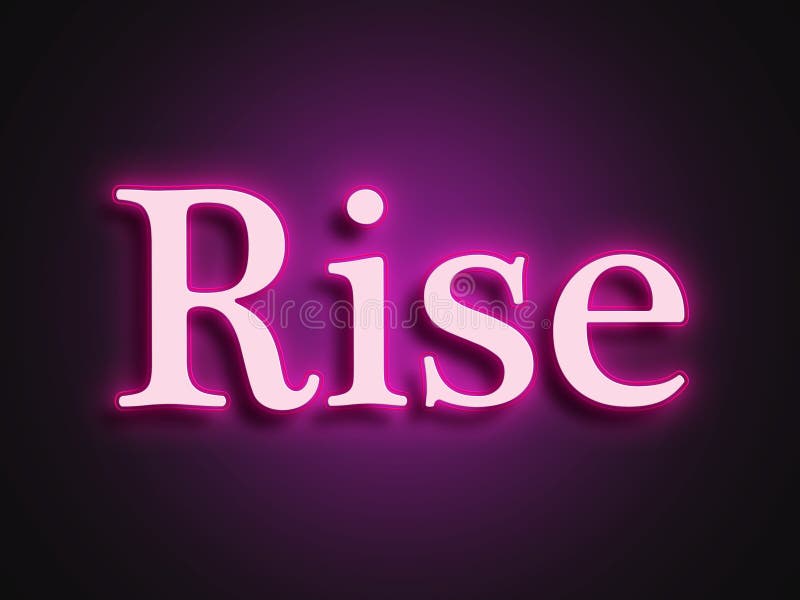 Pink Glowing Neon Light Text Effect of Word Rise. Stock Illustration ...