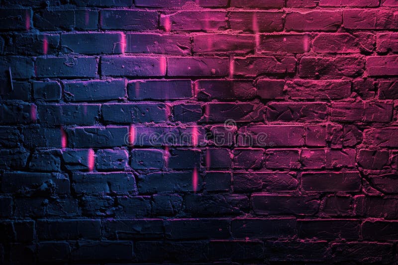 Neon Light on Textured Brick Wall - Artistic Urban Background with Glow ...