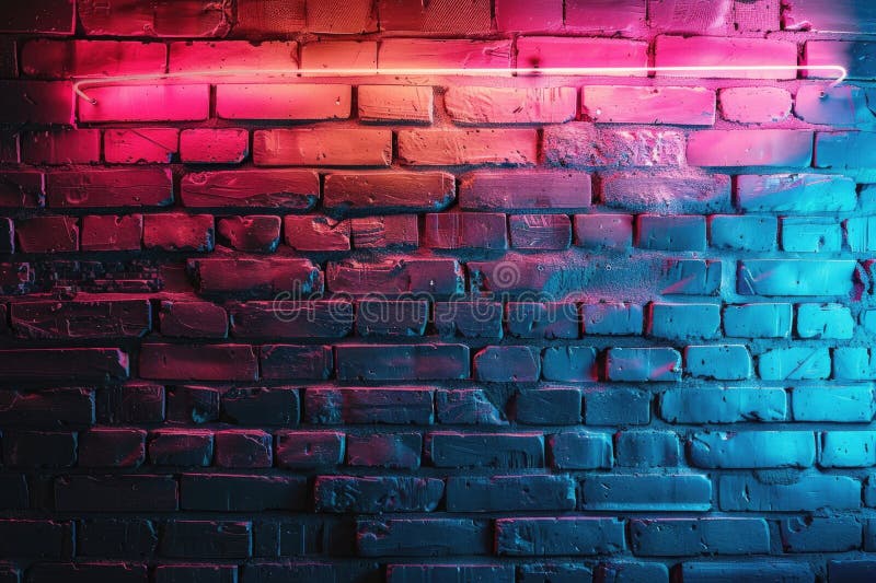 Neon Light on Textured Brick Wall - Artistic Urban Background with Glow Stock Photo - Image of ...