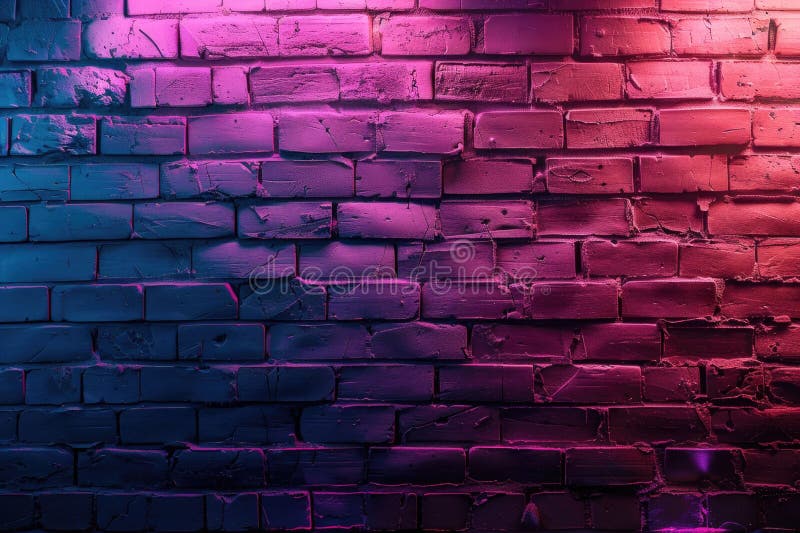 Neon Light on Textured Brick Wall - Artistic Urban Background with Glow ...