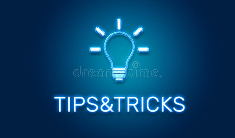 Neon Light and Tips Tricks Concept Stock Illustration - Illustration of ...