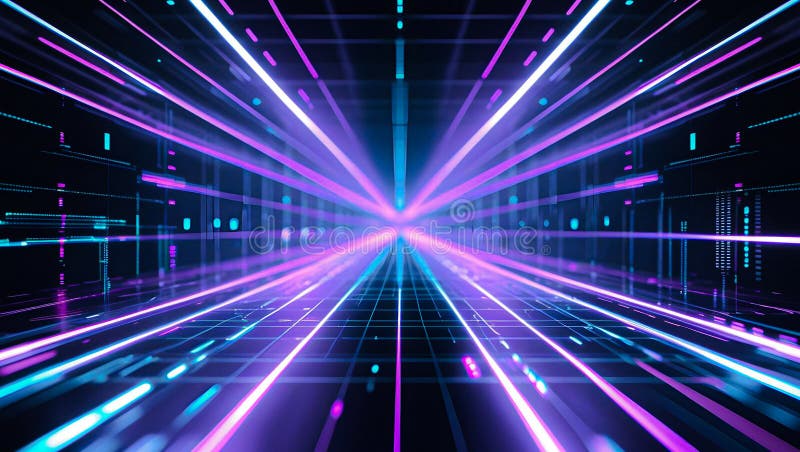 Ultra-HD Futuristic Digital Grid with Neon Glowing Light Trails – Ai ...