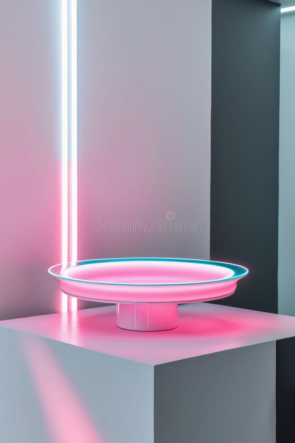 Neon Light Tray Plate for Product Display. Stock Photo - Image of ...