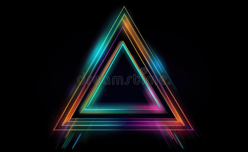 Neon Light Triangle Isolated Light Illustration, Concept of Geometric ...