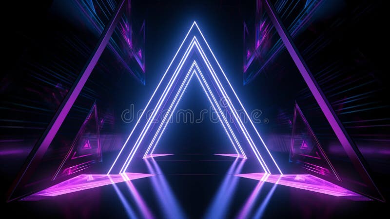 Neon Light Triangle, Virtual Reality, Triangular Esoteric Portal ...