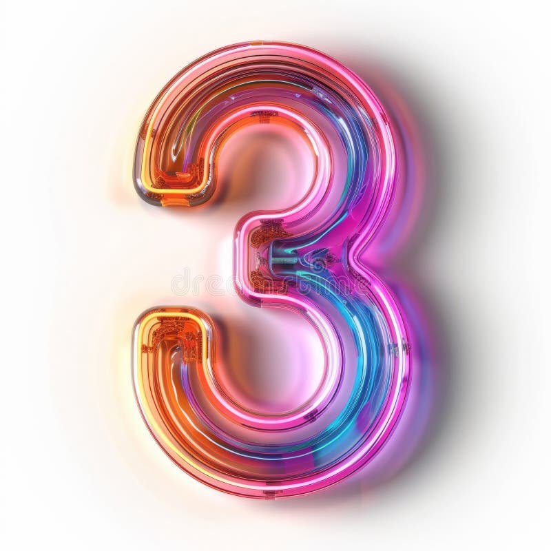 Neon light tube number 3 stock illustration. Illustration of type ...