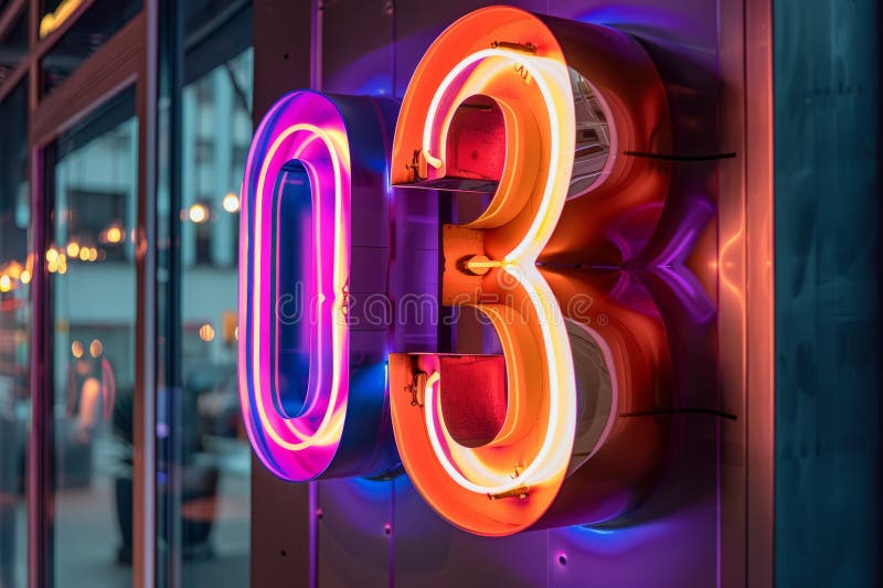 Neon Light Tube Number 3. Neural Network AI Generated Stock ...