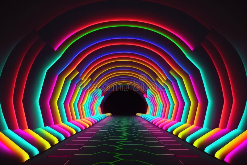 Neon Light Tunnel Flashing VJ Art Stock Illustration - Illustration of ...