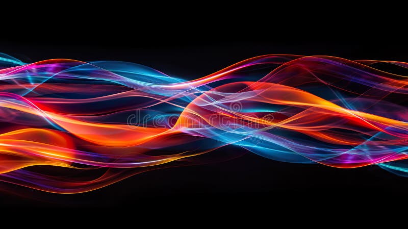 Neon Light Wave Abstraction Stock Illustration - Illustration of glow ...
