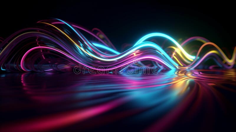Neon Light Wave Background. Modern Lines Banner. Abstract Glowing ...