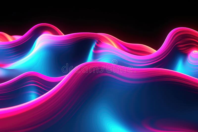 Neon Light Waves in Motion, Dynamic Background Stock Illustration ...