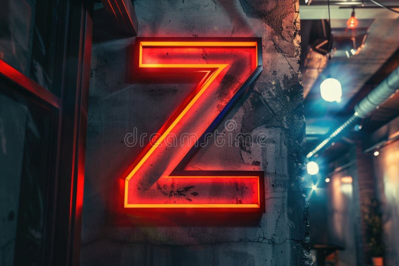 A Neon Light Z Sign Installed on the Wall of a Building, Suitable for ...