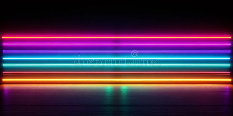 Neon Lighting Strips Abstract in the Black Background Generative AI ...