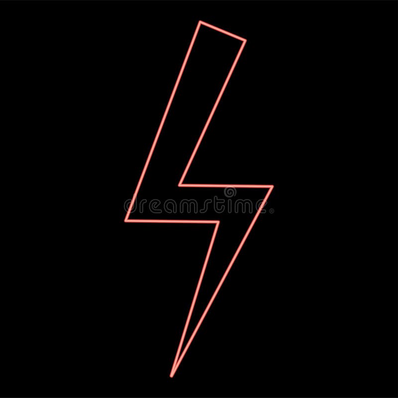 Neon Lightning Bolt Electric Power Flash Thunderbolt Red Color Vector ...