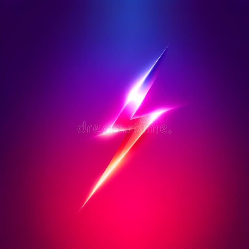 Neon Lightning Bolt on Gradient Background Stock Illustration ...