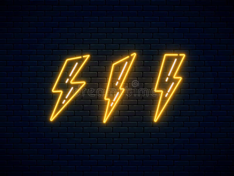 Neon Thunderbolt Icon Glowing Neon Lightning Bolt Electrical Storm