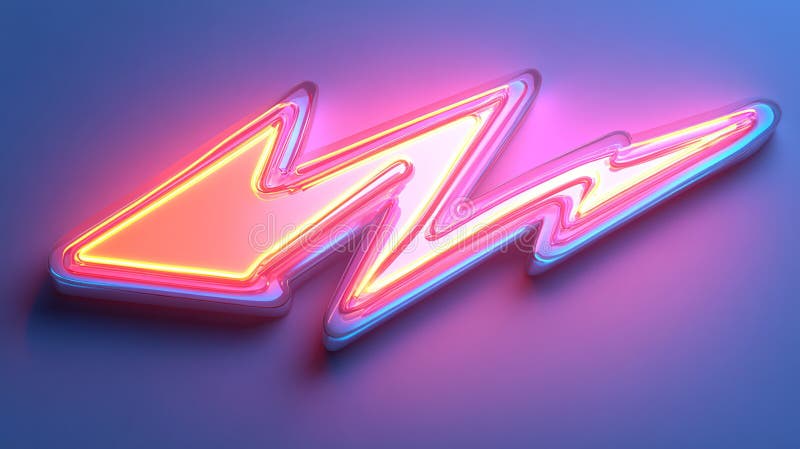 Neon Lightning Bolt Sign, Purple Background, Energy Concept, Graphic ...