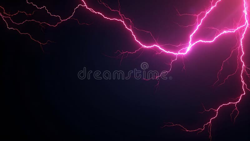 Neon Lightning Bolts on Black Background Stock Illustration ...