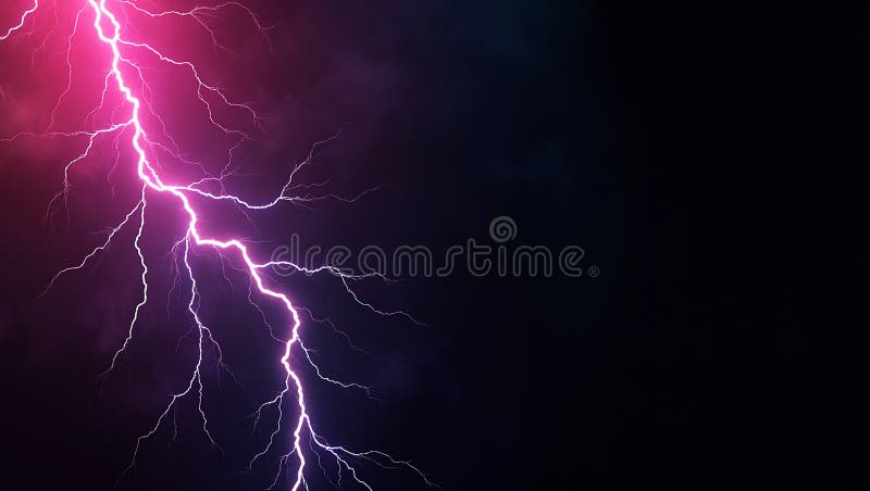 Neon Lightning Bolts on Black Background Stock Illustration ...