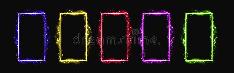 Neon Lightning Effect Electric Glow Frame Vector Stock Vector ...