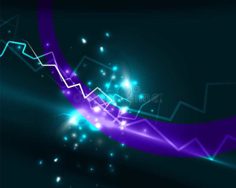 Neon Lightning Vector Background Stock Vector - Illustration of magic ...