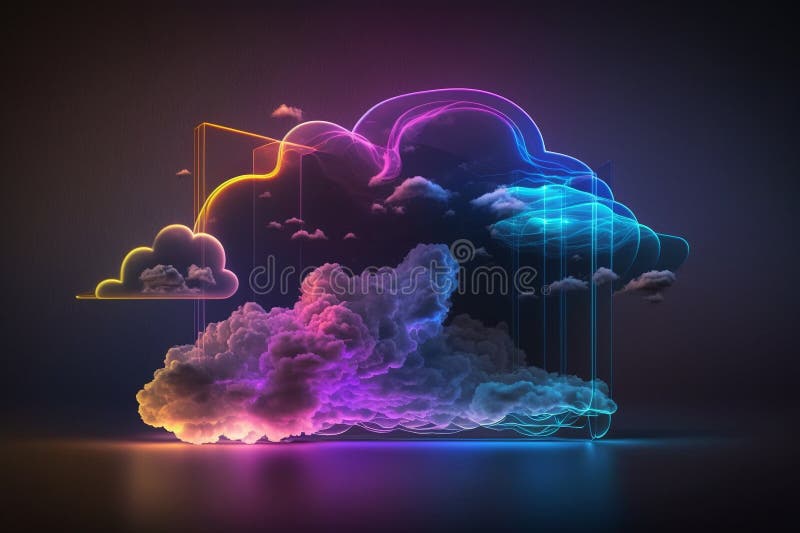 Neon Lights Abstract Background HDR. AI Generative Stock Illustration ...