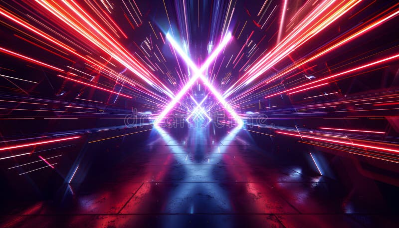 Neon Lights Abstract 3D Render Background Stock Illustration ...