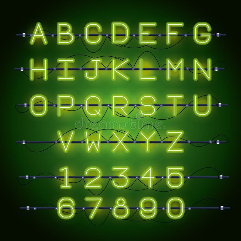 Neon lights alphabet font stock vector. Illustration of bright - 141242099