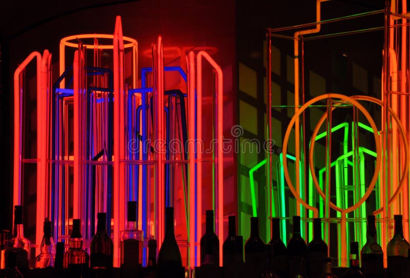 Neon lights at bar stock photo. Image of flash, background - 12612412