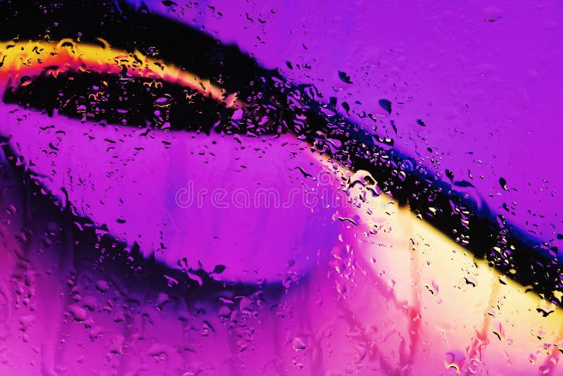 Neon Lights Behind Water Drops Close Up Stock Photo - Image of abstract ...