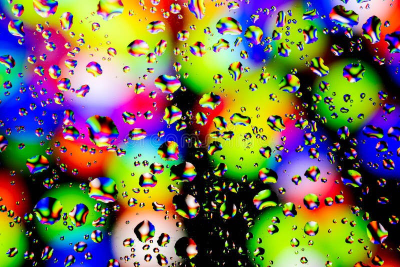 Neon Lights Behind Water Drops Close Up Stock Image - Image of graphic ...