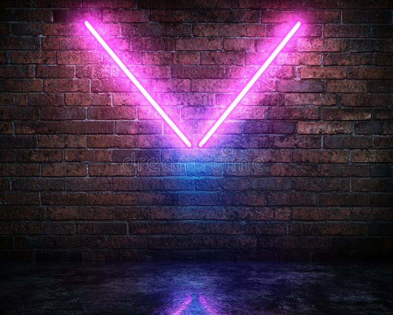 Neon lights on brick wall stock illustration. Illustration of ...