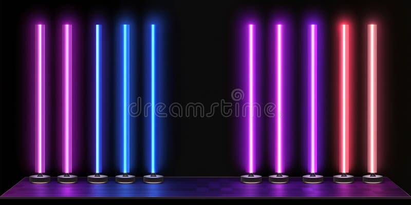 Neon Lights Colorful Beams Glowing Columns Abstract Background Stock ...