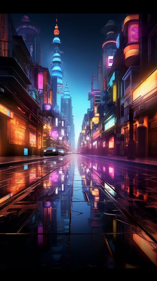 Neon Lights Create an Electrifying Atmosphere, Casting a Colorful Glow ...