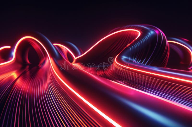 Luminous Dance of Neon in the Shadows Stock Illustration - Illustration ...