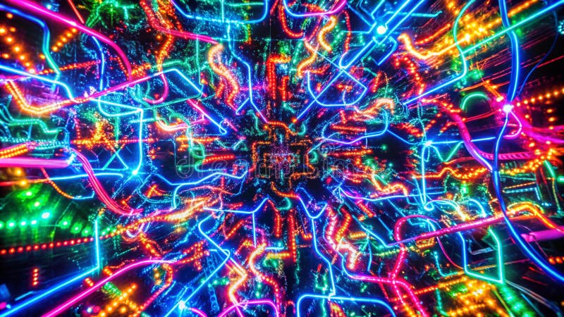 Neon Lights Dance in a Kaleidoscope of Colors, Creating Abstract ...