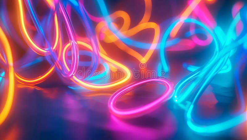 Neon lights in a dark room stock photo. Image of generated - 315662996