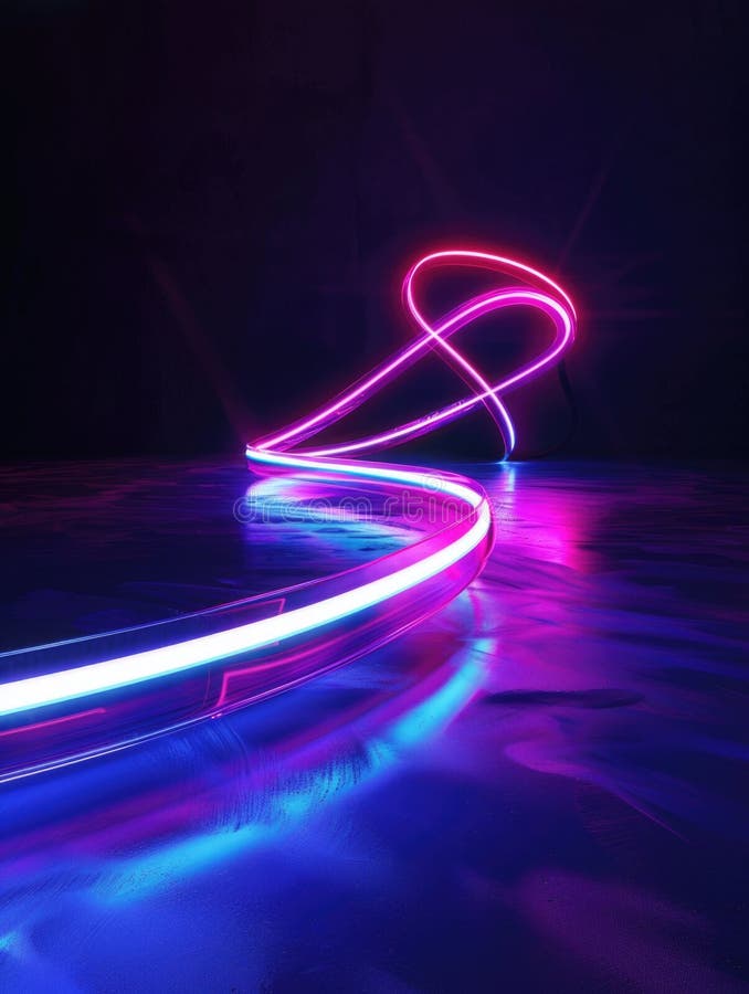 Neon lights in dark room stock image. Image of design - 376139969