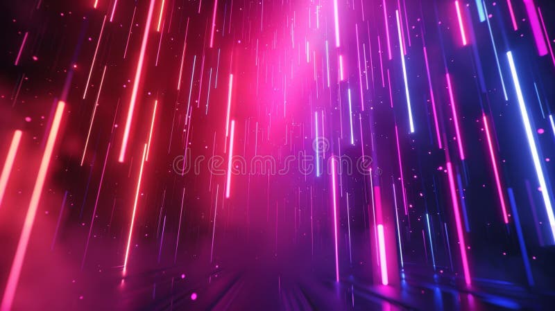Neon Lights Falling through a Smoky Void Generated Using AI. Stock ...