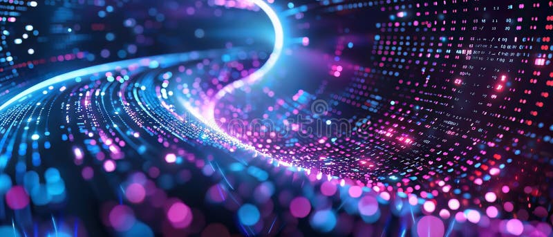 Neon Lights Forming a Digital Vortex Symbolizing the Rapid Acceleration ...