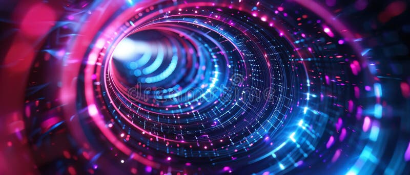 Neon Lights Forming a Digital Vortex Symbolizing the Rapid Acceleration ...