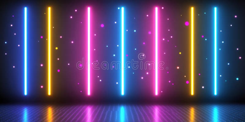 Neon Lights Glowing Brightly Against Dark Background, Blurred Edges ...